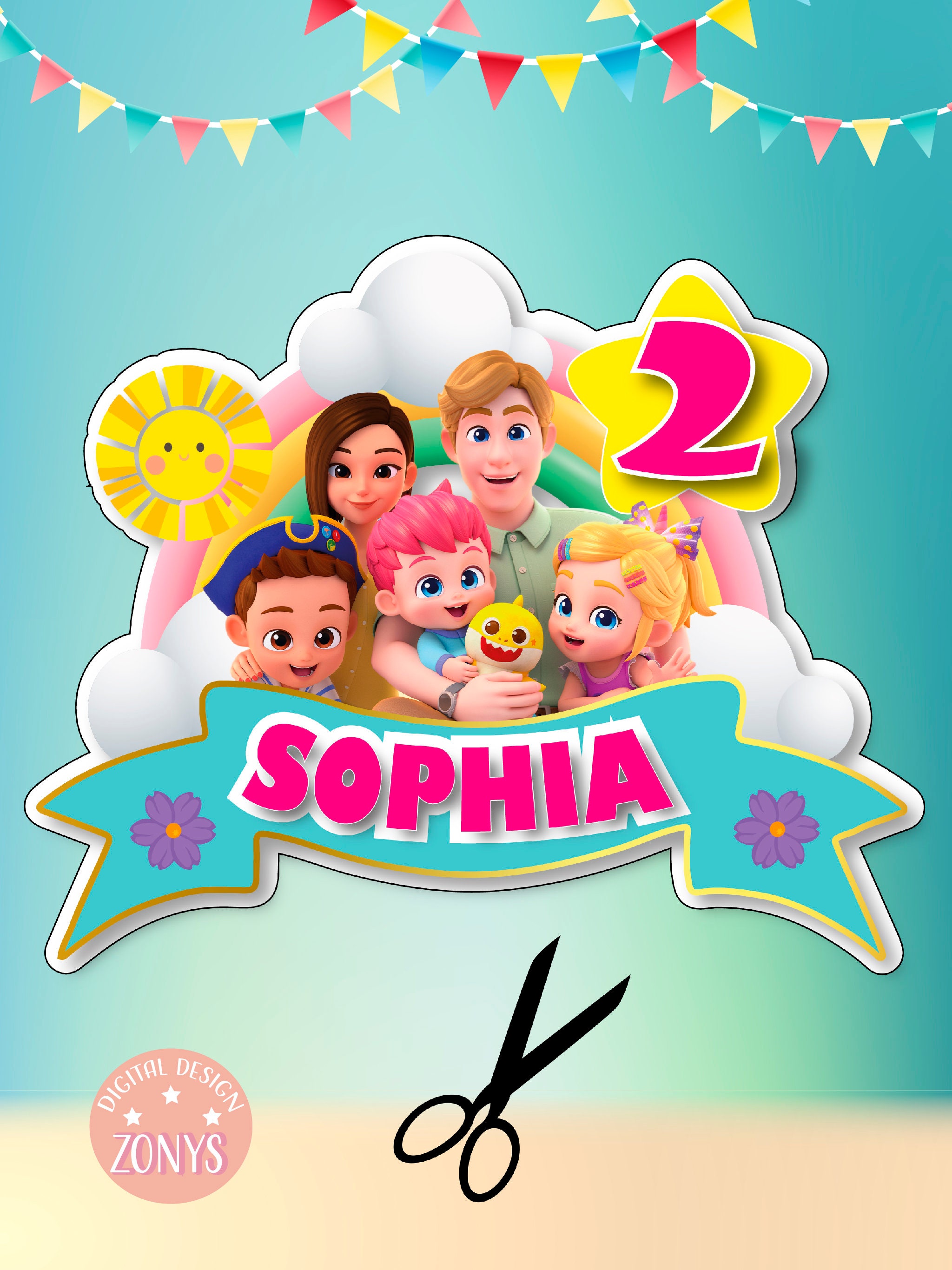 Bebefinn Cake Topper, Bebefinn Invitation, Birthday Celebration ...