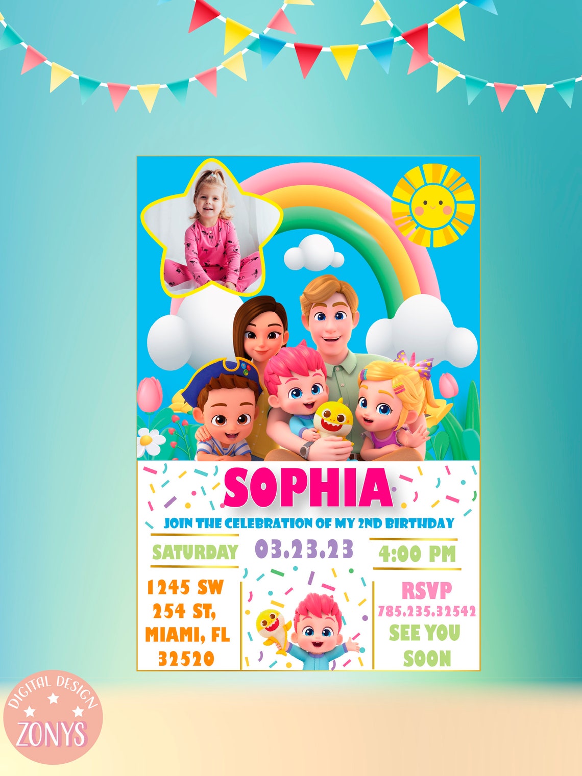 Bebefinn Cake Topper, Bebefinn Invitation, Birthday Celebration ...