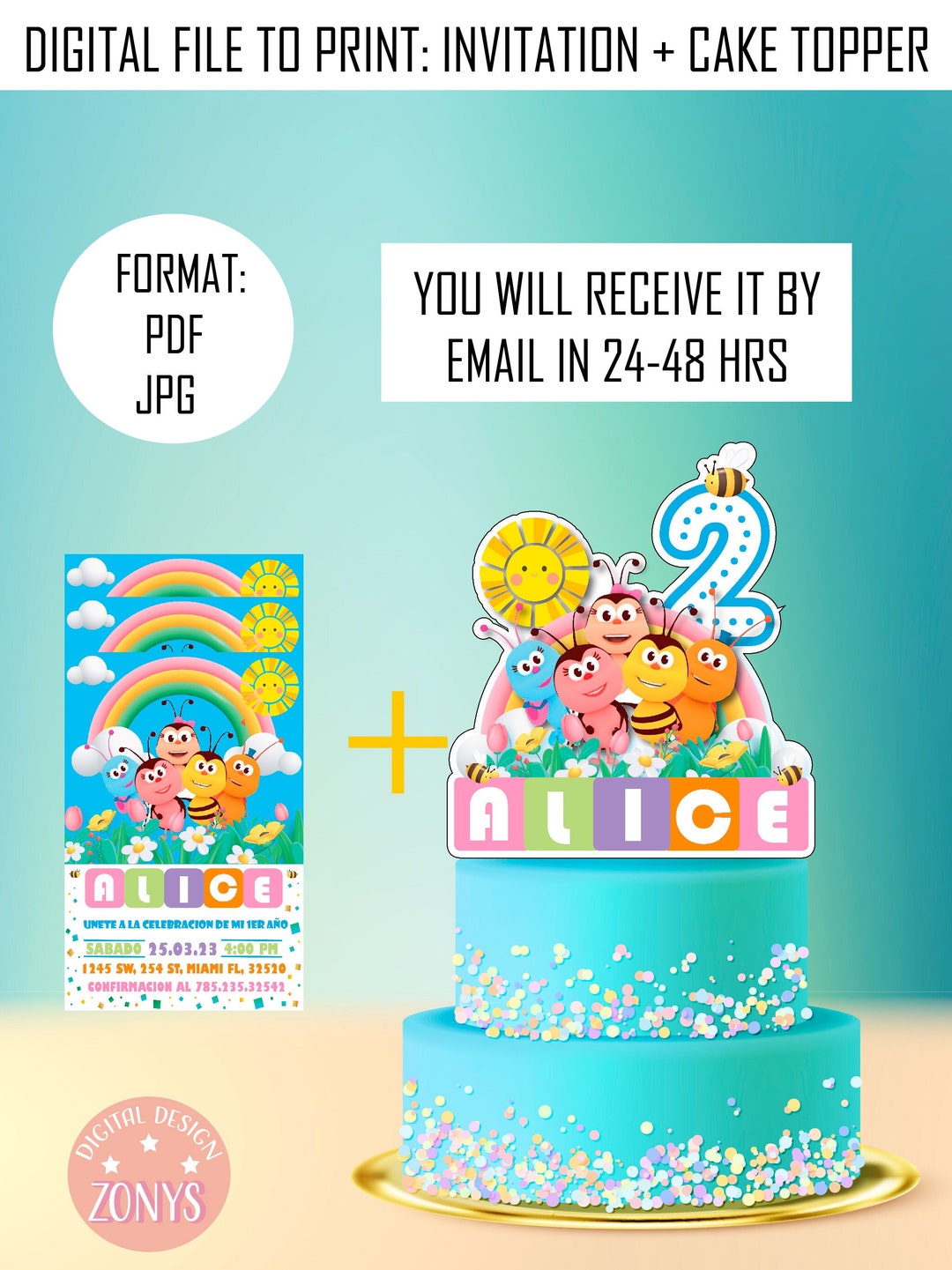 Bichikids Cake Topper and Invitation, Digital File - Etsy