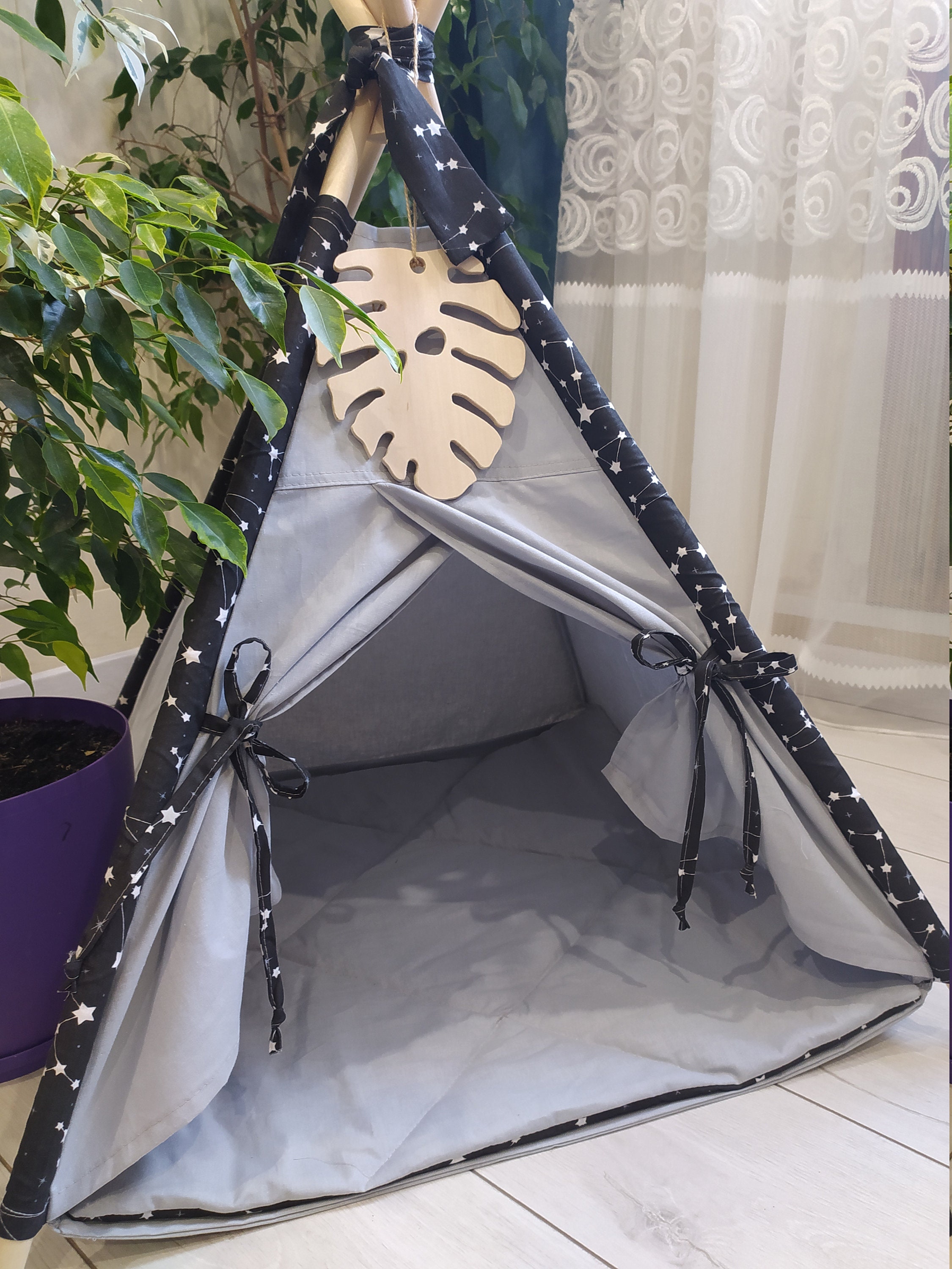 Cat teepee and dog teepee from 100% natural fabric. Pet teepee | Etsy