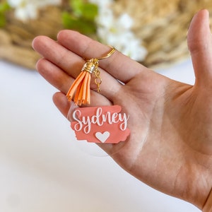 Custom Painted Acrylic Keychain With Name. Personalized Gold Paint ...