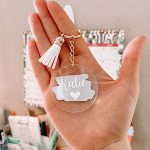 Custom Painted Acrylic Keychain With Name. Personalized Gold Paint ...