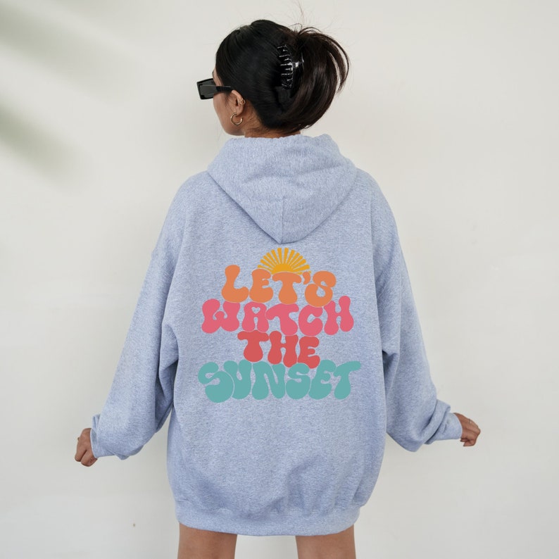 Gray Womens Lets Watch The Sunset Hoodie Sweatshirt Etsy