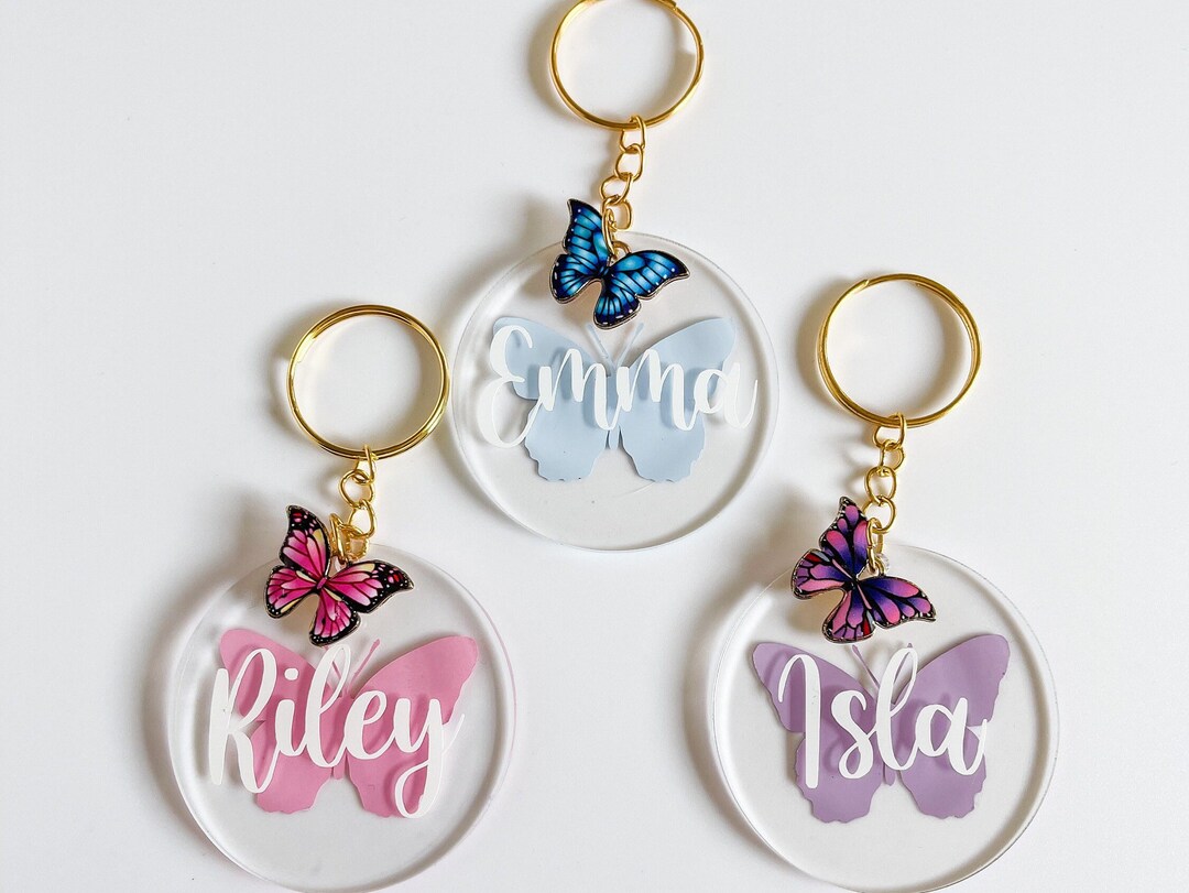 Butterfly Keychain, Bff Keychain, New Driver Gift, Acrylic Keychain ...