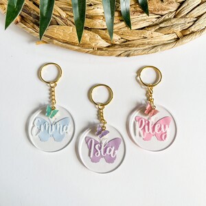 Custom Butterfly Keychain for Teen Girls. Preppy Girl Butterfly Keyring ...