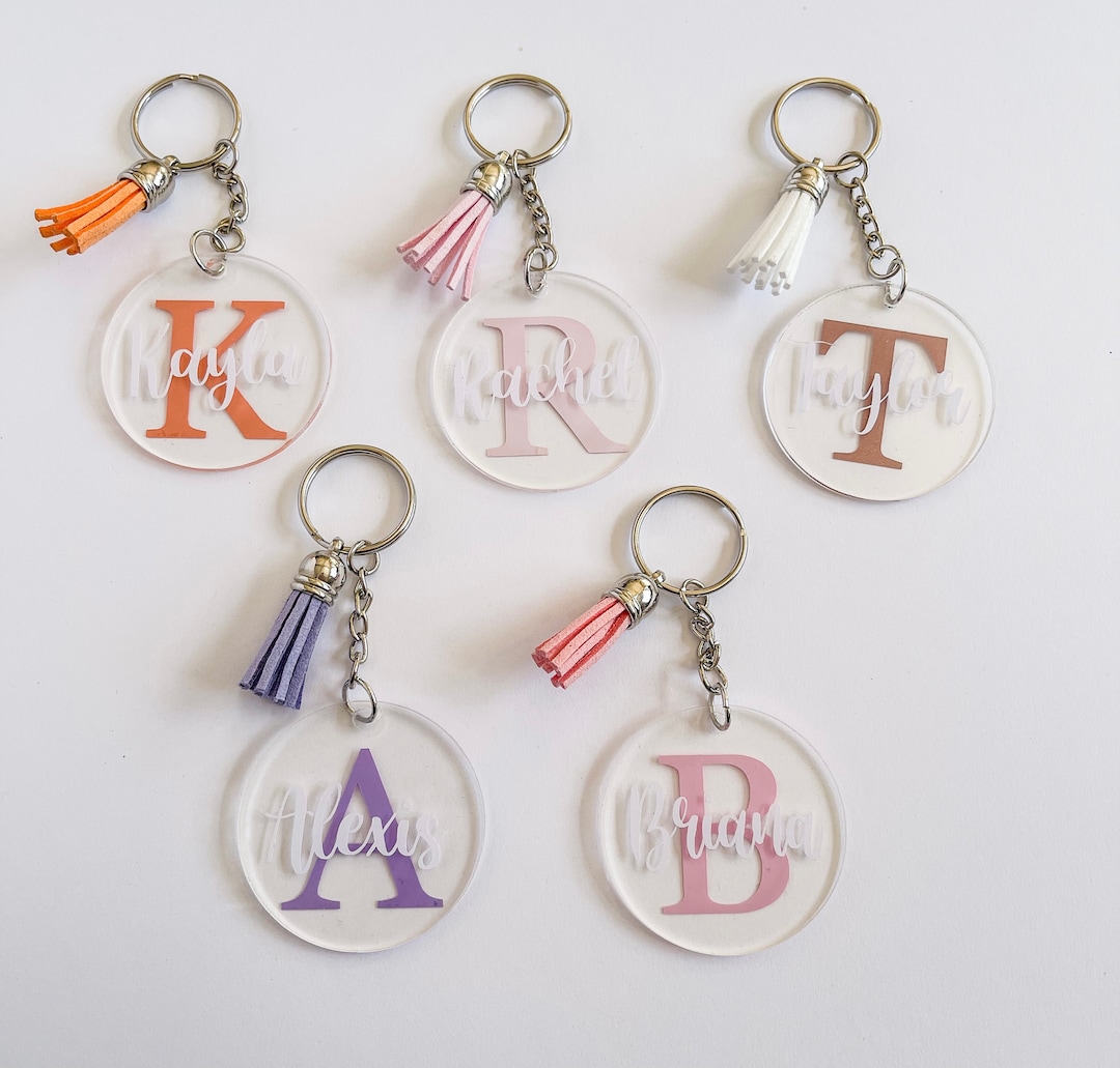 Monogram Keychain, Initial Keychain, Tassel Keychain, Custom Keychain ...