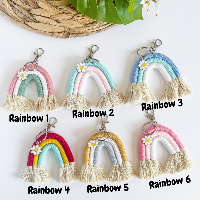 Rainbow Keychain Mini Rainbow Boho Keychain Macrame | Etsy