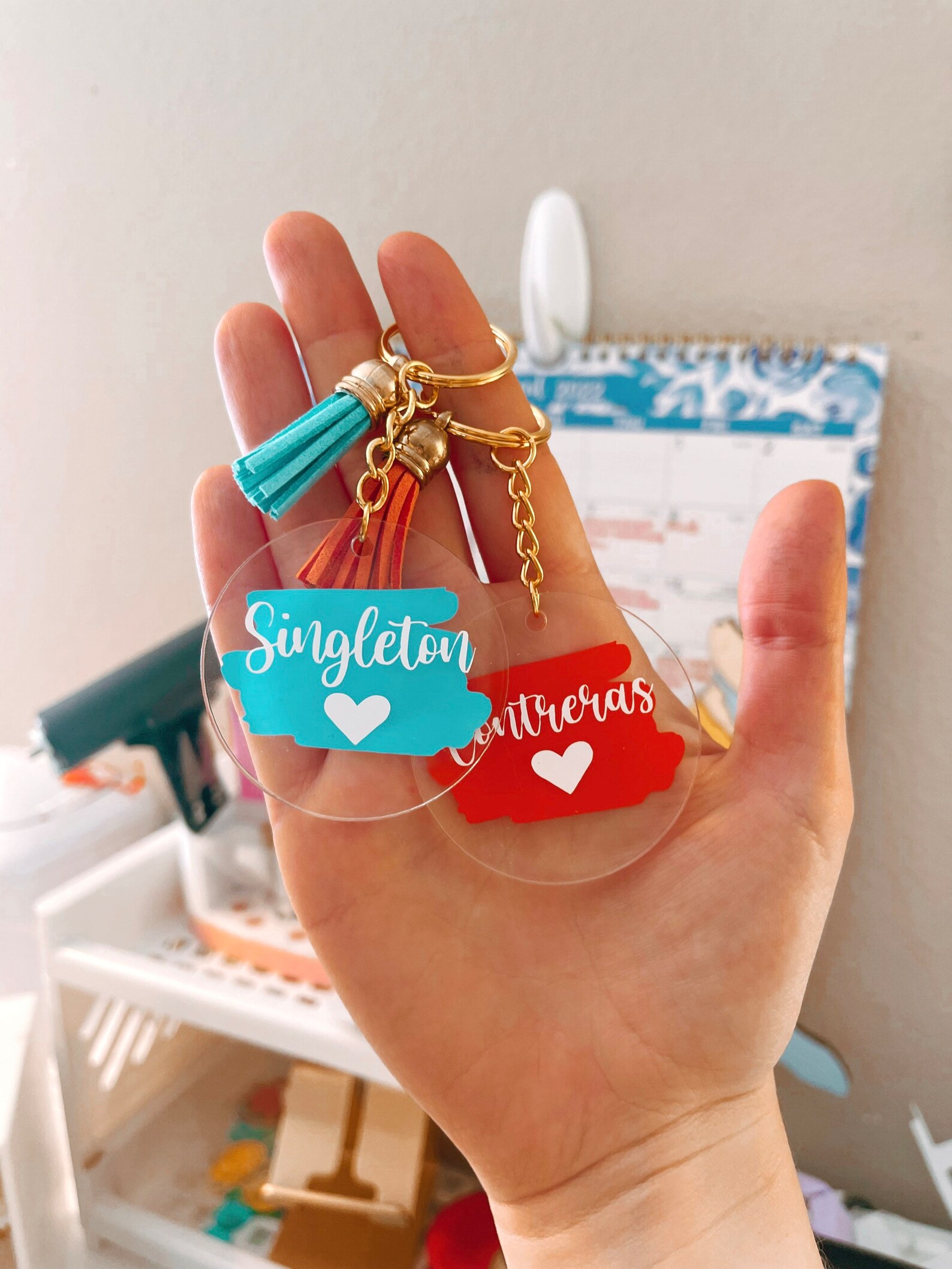 Custom Painted Acrylic Keychain With Name. Personalized Gold - Etsy