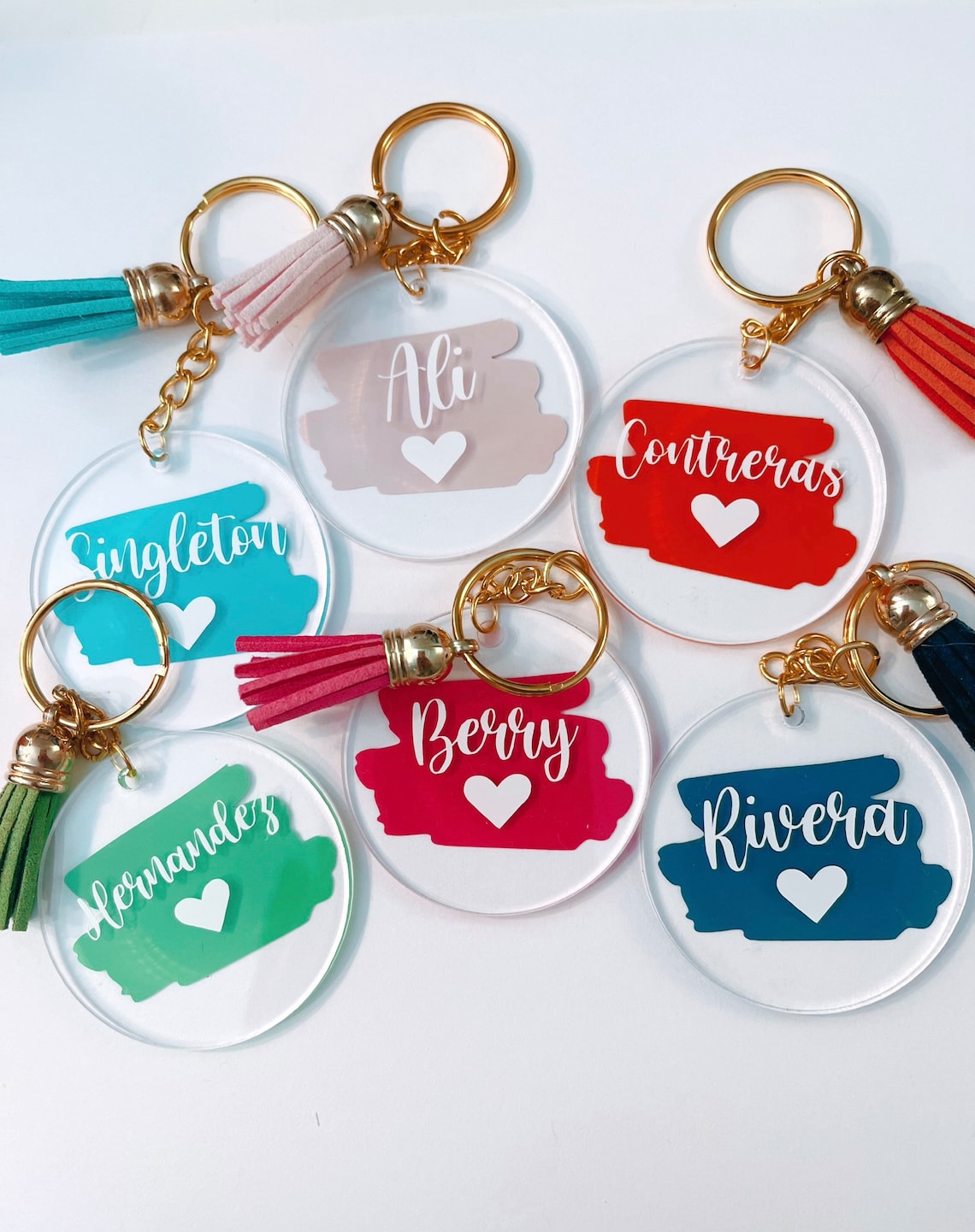 Custom Painted Acrylic Keychain With Name. Personalized Gold - Etsy