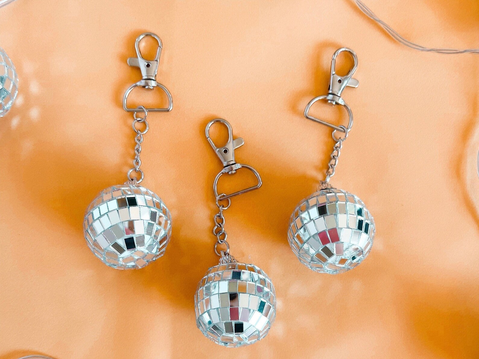 Mini Disco Ball Keychain. Preppy Girl Style Keyring. 70s | Etsy