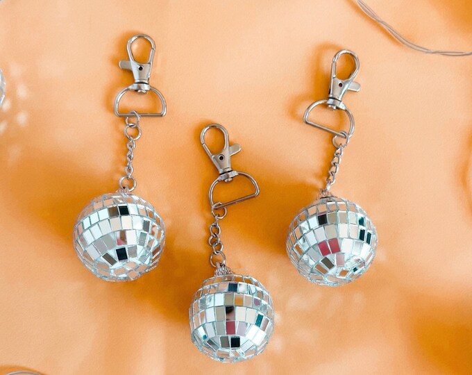 Mini Disco Ball Keychain. Preppy Girl Style Keyring. 70s Aesthetic ...