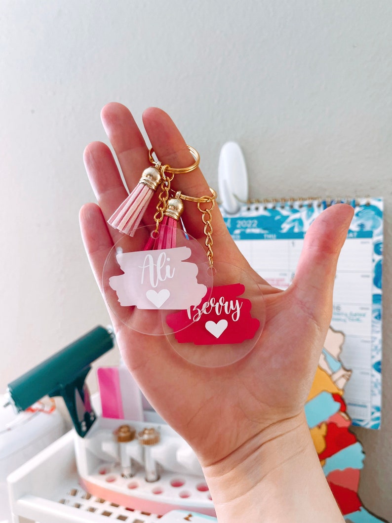 Custom Painted Acrylic Keychain With Name. Personalized Gold - Etsy