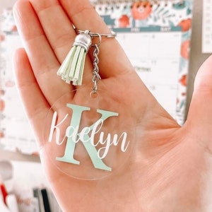 Monogram Keychain, Initial Keychain, Tassel Keychain, Custom Keychain ...