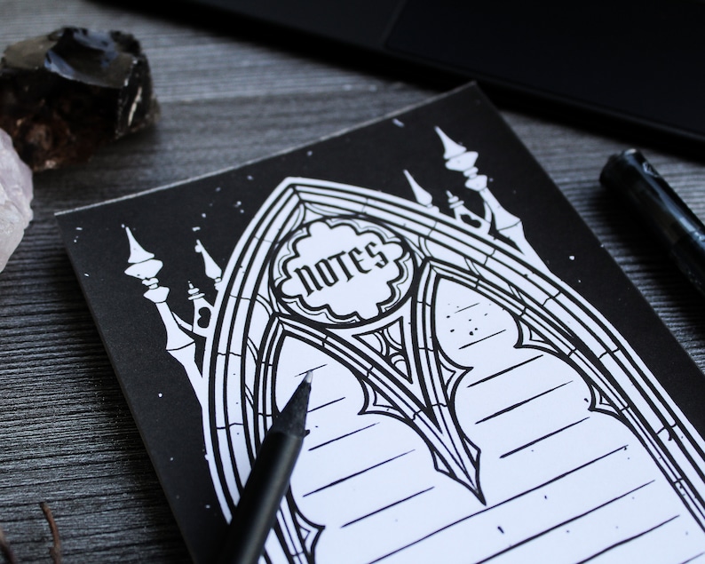 Gothic Notepad Gothic Arch - Stationery Dark Academia Notepad Dark ...