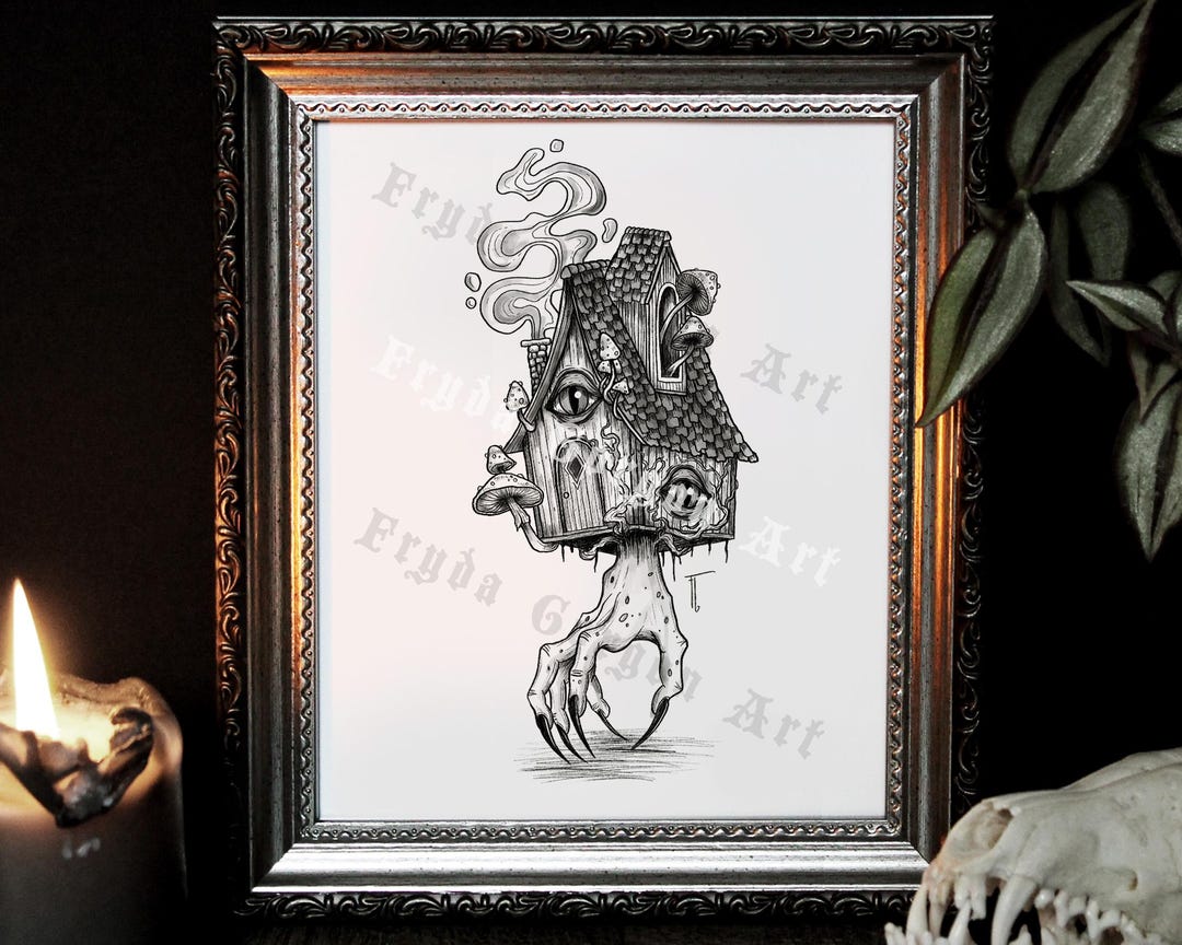 Baba Yaga Art Print: Surreal Haunted House, Gothic Spooky Decor - Etsy