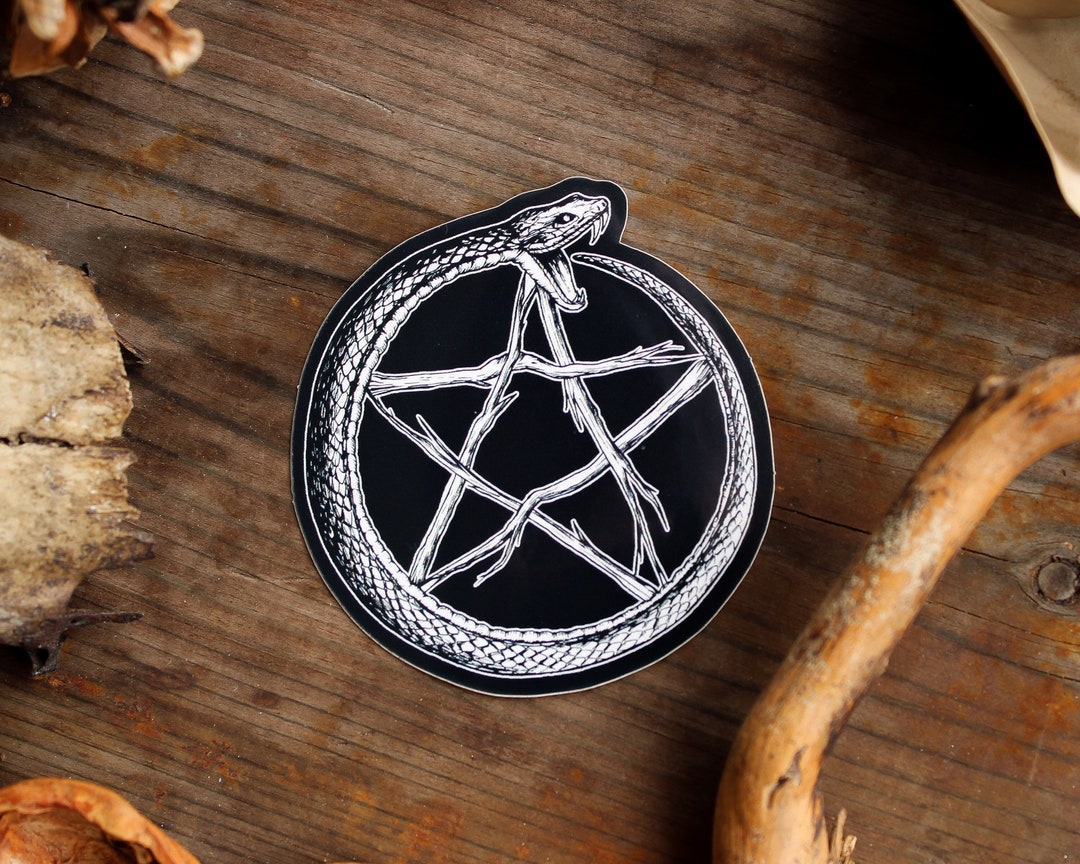 Ouroboros Vinyl Sticker: Snake Pentagram, Witchy Occult Decor - Etsy