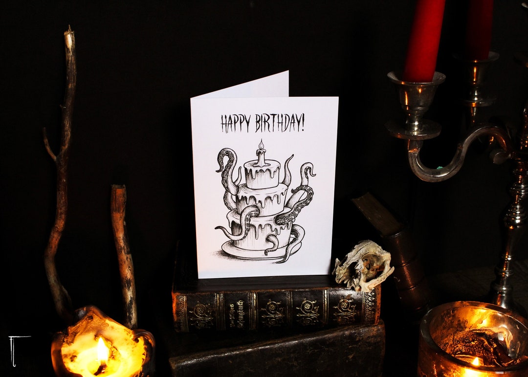 Happy Birthday Greeting Card Creepy Birthday Card With Envelope ...