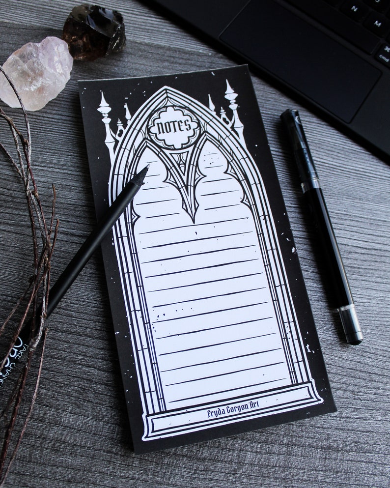 Gothic Notepad Gothic Arch - Stationery Dark Academia Notepad Dark ...