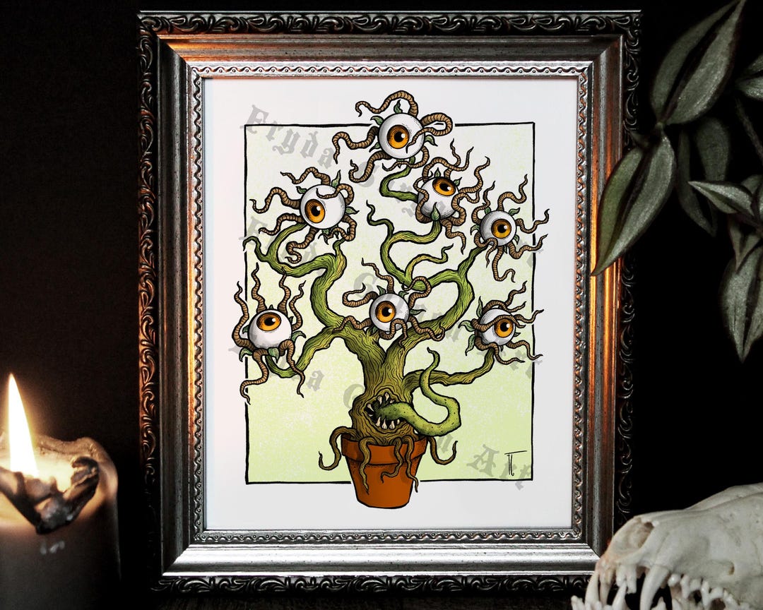 Botanical Beast Art Print: Spooky Surreal Eyeball Plant Decor - Etsy