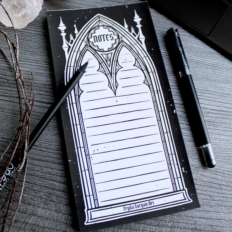 Gothic Notepad Gothic Arch - Stationery Dark Academia Notepad Dark ...
