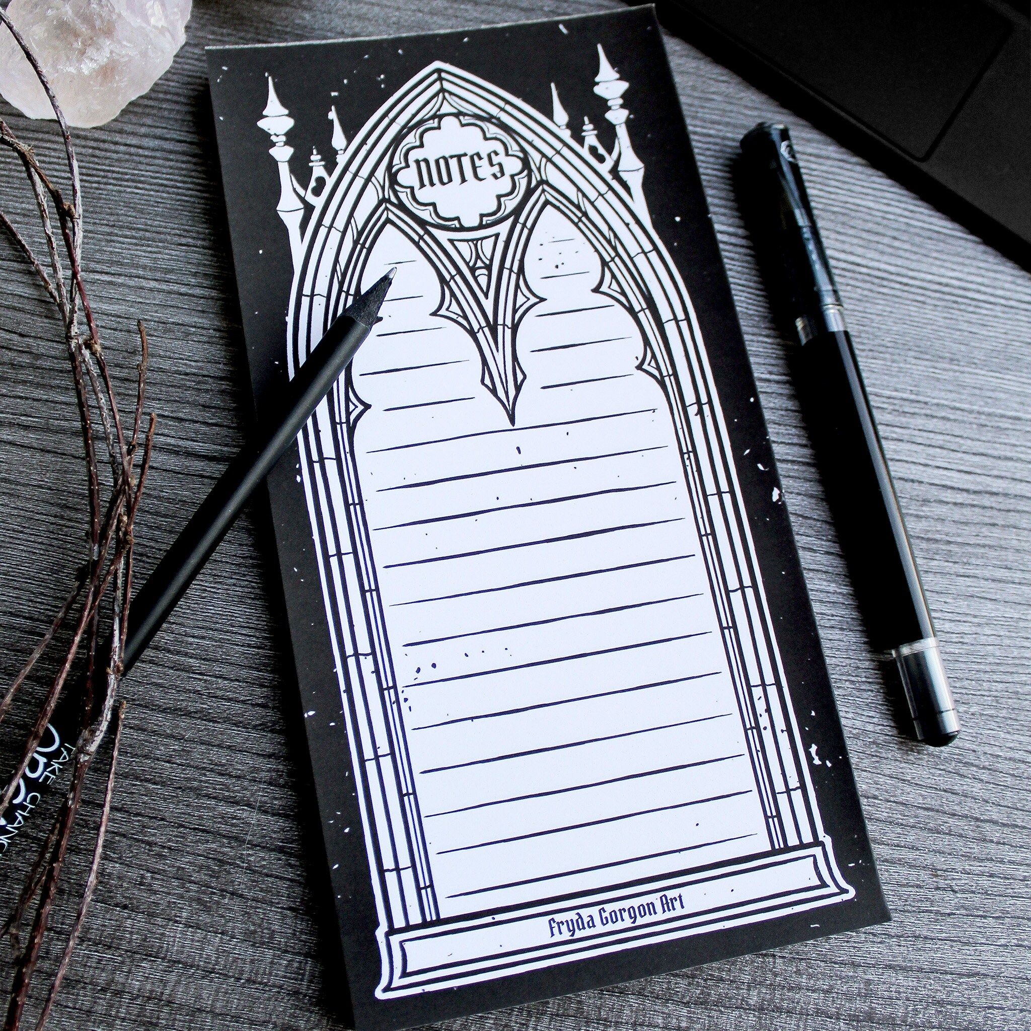 Gothic Notepad Gothic Arch - Stationery Dark Academia Notepad Dark ...