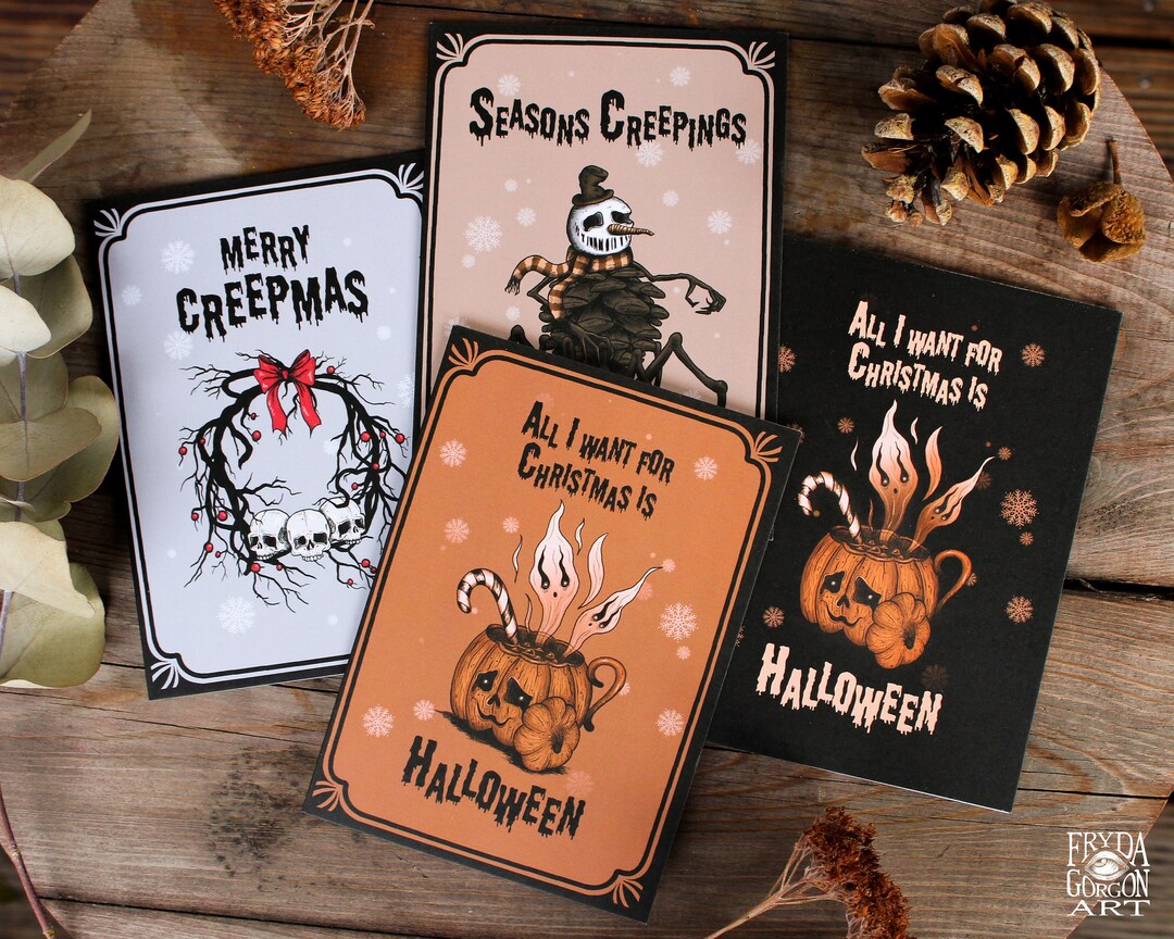 Spooky Christmas Greeting Card Set: Creepmas Gothic Cards - Etsy