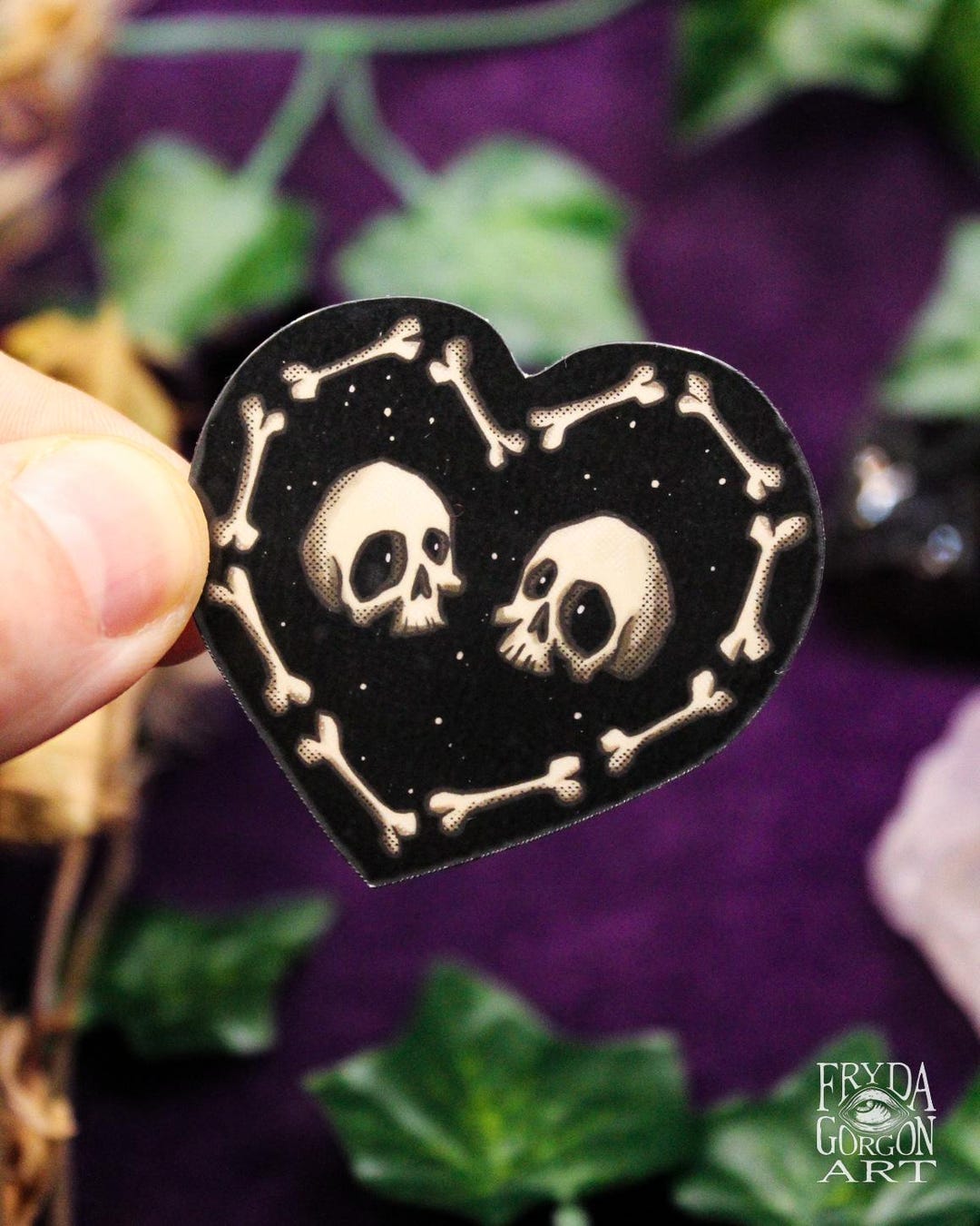 Bones Heart Vinyl Sticker, Gothic Valentine's Day Sticker - Etsy