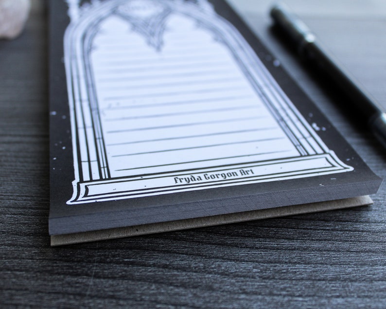 Gothic Notepad Gothic Arch - Stationery Dark Academia Notepad Dark ...