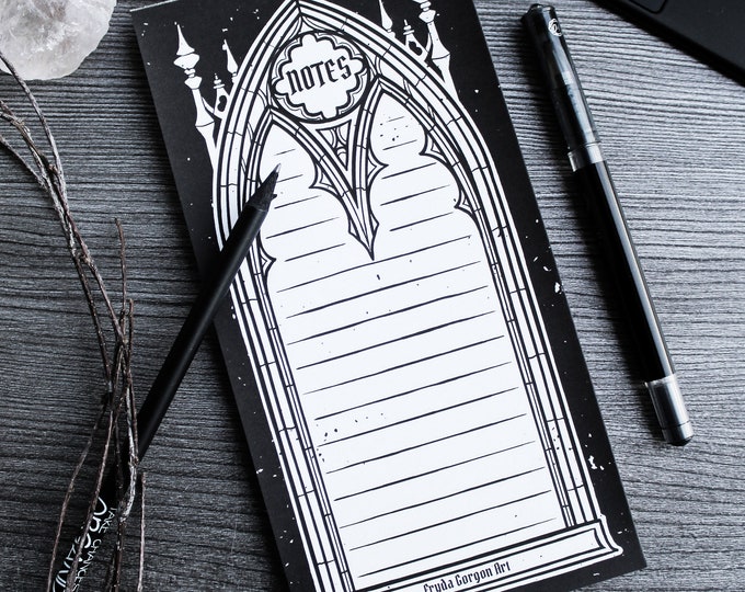 Gothic Notepad Gothic Arch - Stationery Dark Academia Notepad Dark ...