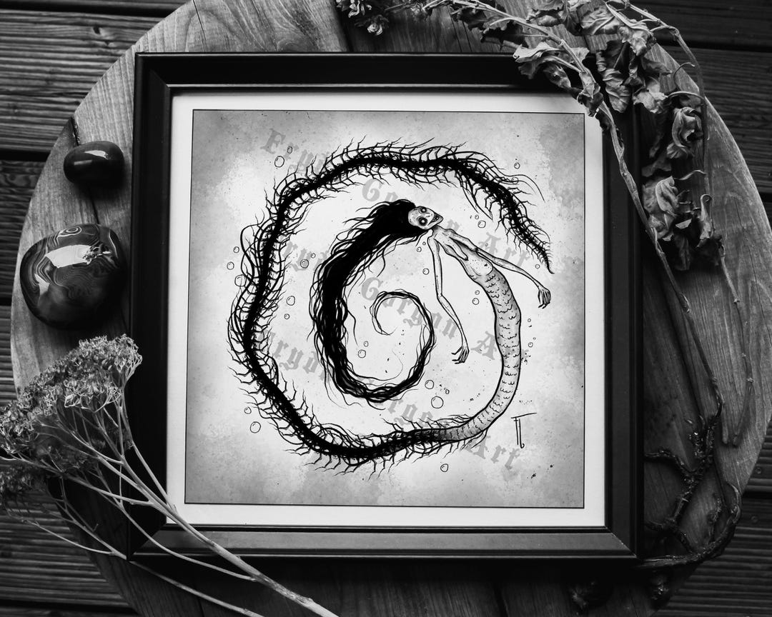 Siren Art Print Spooky Art Gothic Art Print Dark Art Decor Spooky Wall ...