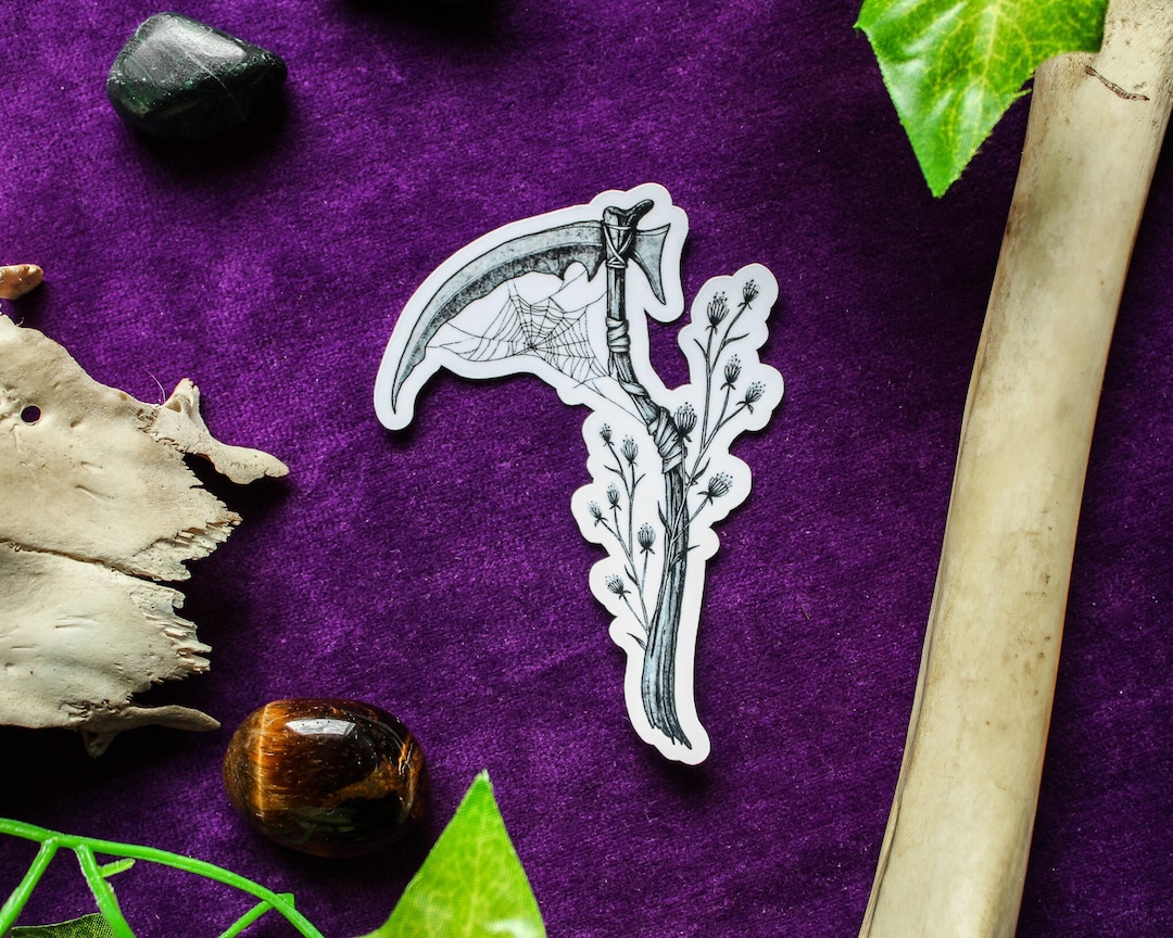 Scythe Vinyl Sticker Death Scythe Sticker Gothic Sticker Spooky Sticker ...