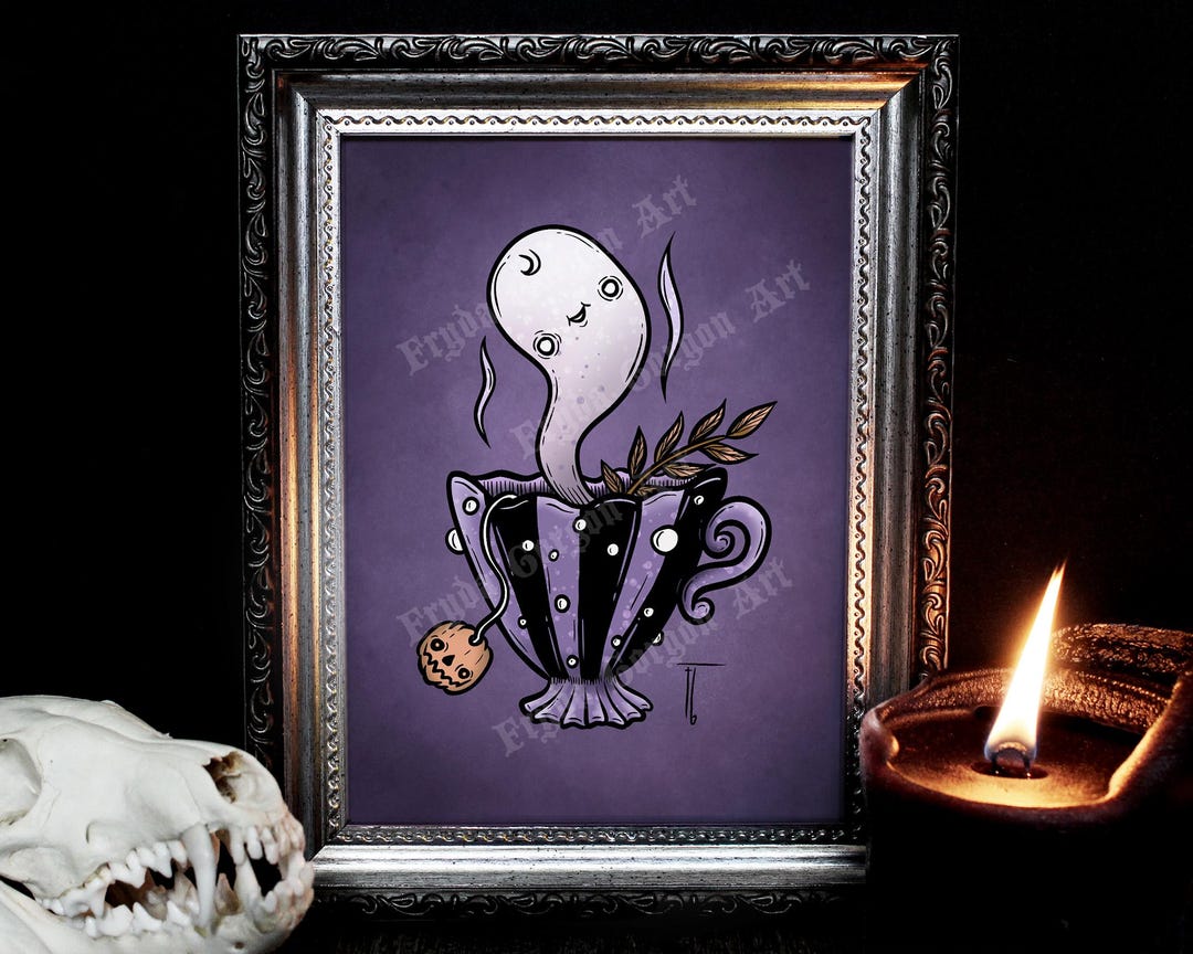 Spooky Tea Party Art Print: Gothic Halloween Ghost Decor - Etsy