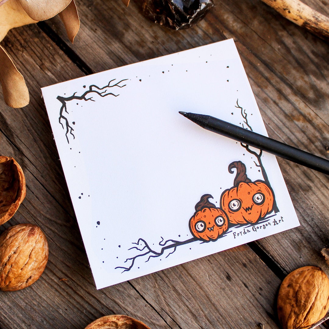 Spooky Cute Pumpkins Notepad - Halloween Stationery Spooky Notepad ...