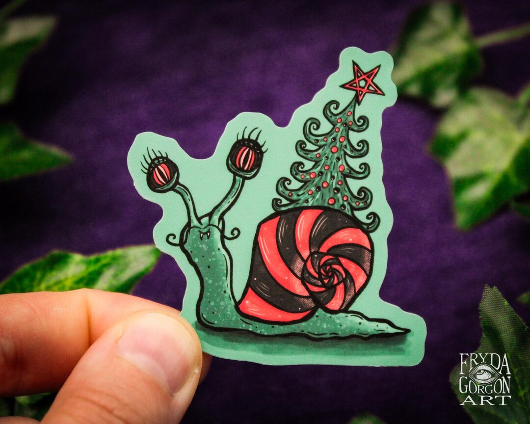 Creepmas Snail Sticker - Spooky Cute Sticker Merry Christmas Sticker ...