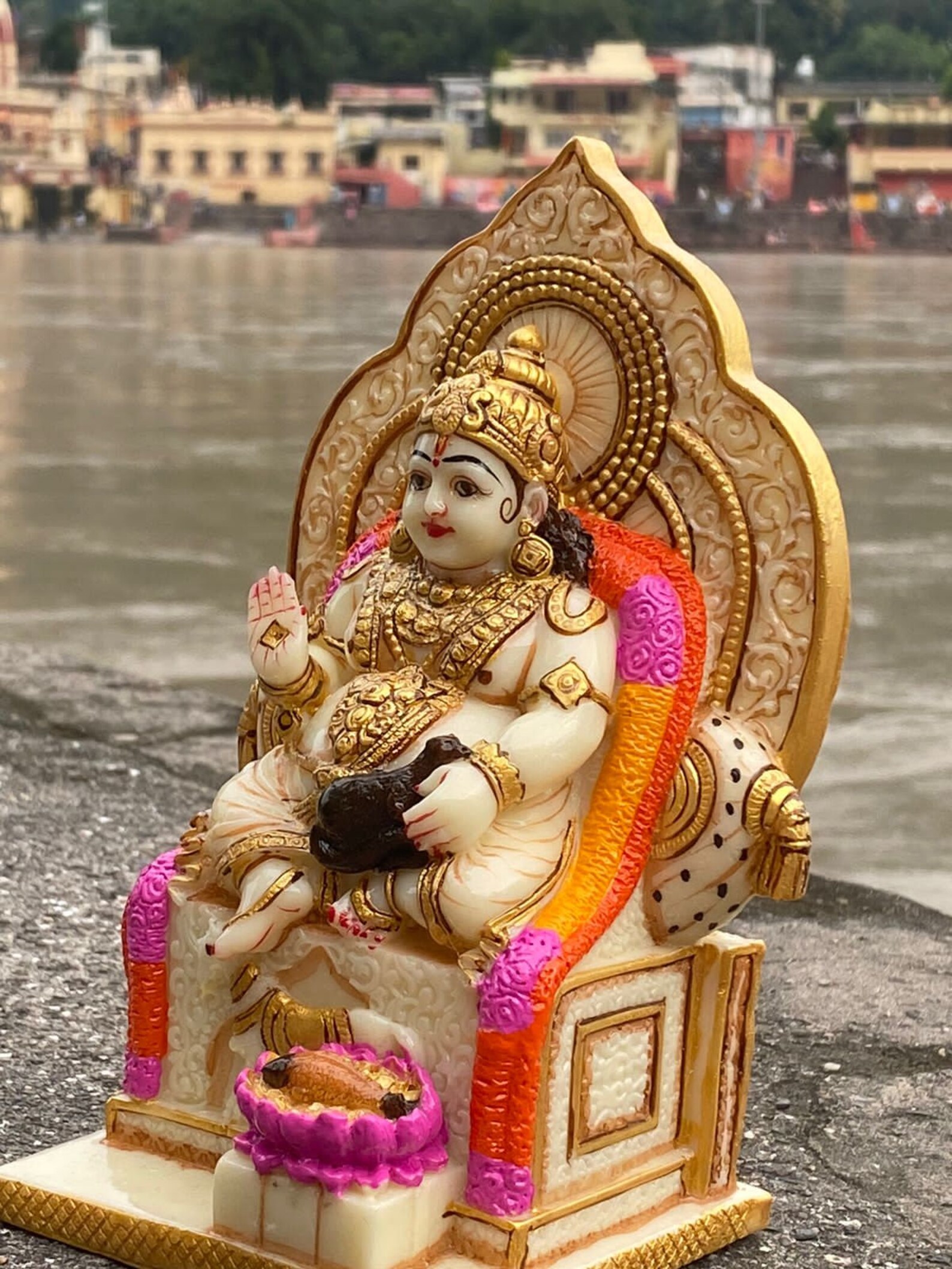 Lord Kuber Statue, 18 Cm Hand Painted Cultured Marble Kuvera Statue ...