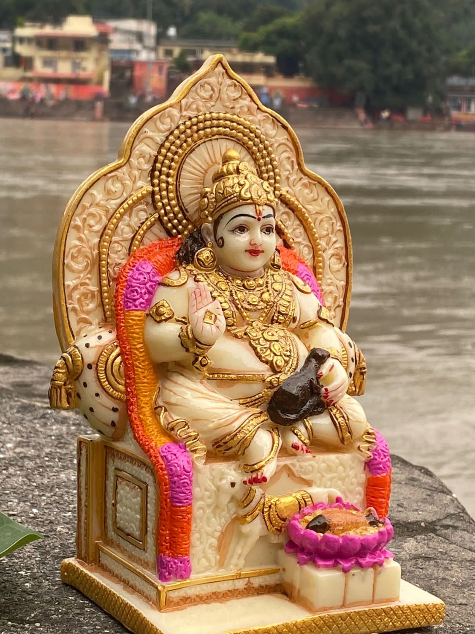 Lord Kuber Statue, 18 Cm Hand Painted Cultured Marble Kuvera Statue ...