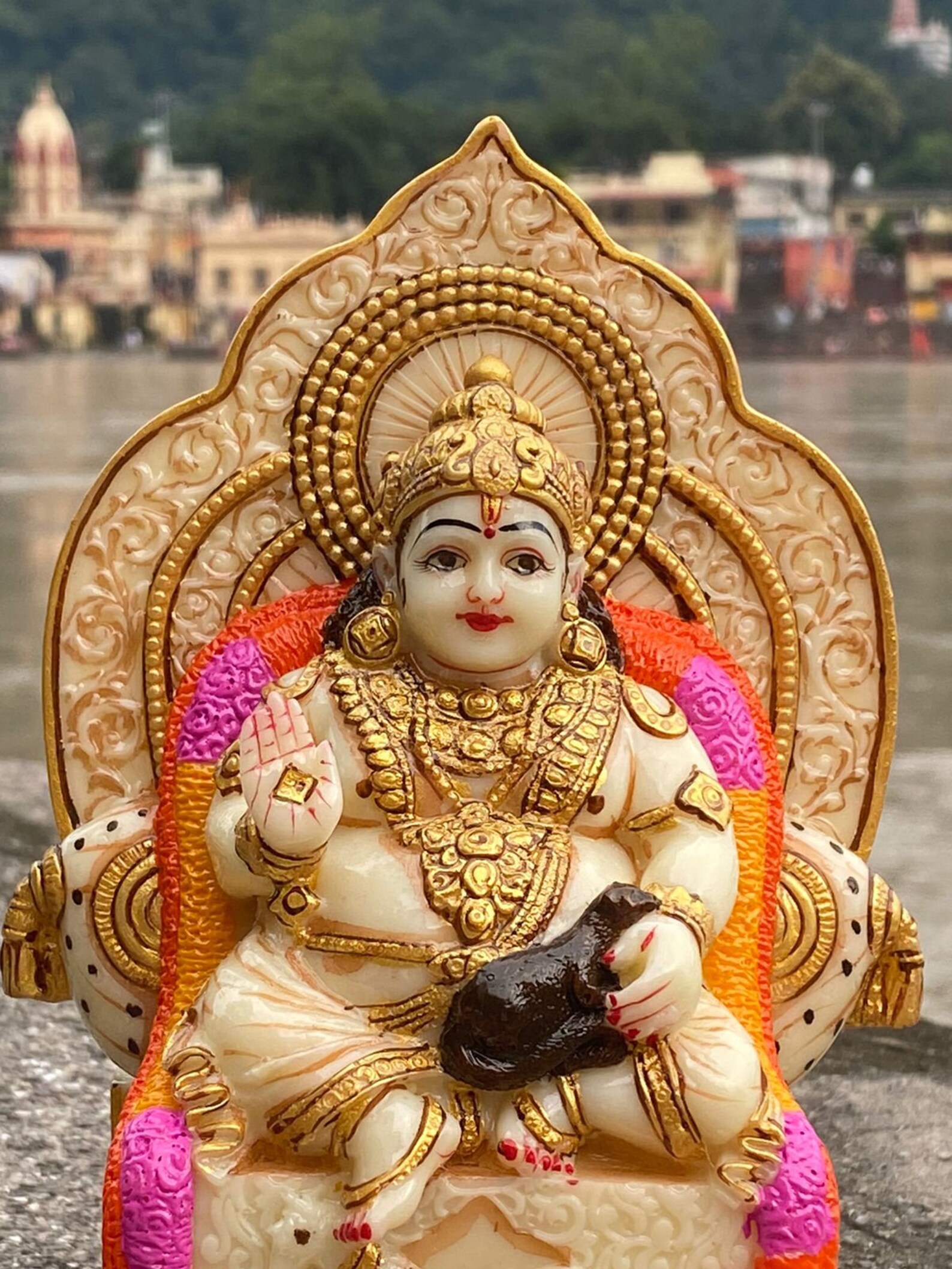 Lord Kuber Statue, 18 Cm Hand Painted Cultured Marble Kuvera Statue ...