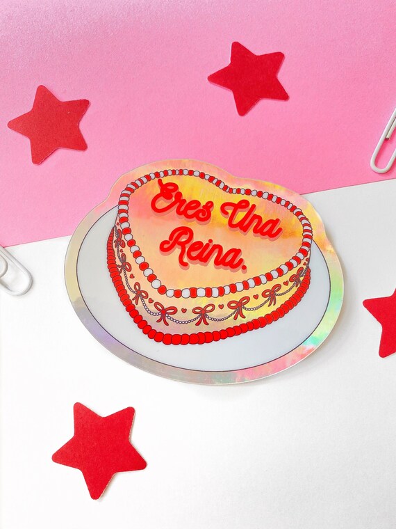 Eres Una Reina Holographic Sticker Cake Heart Shaped Cake - Etsy
