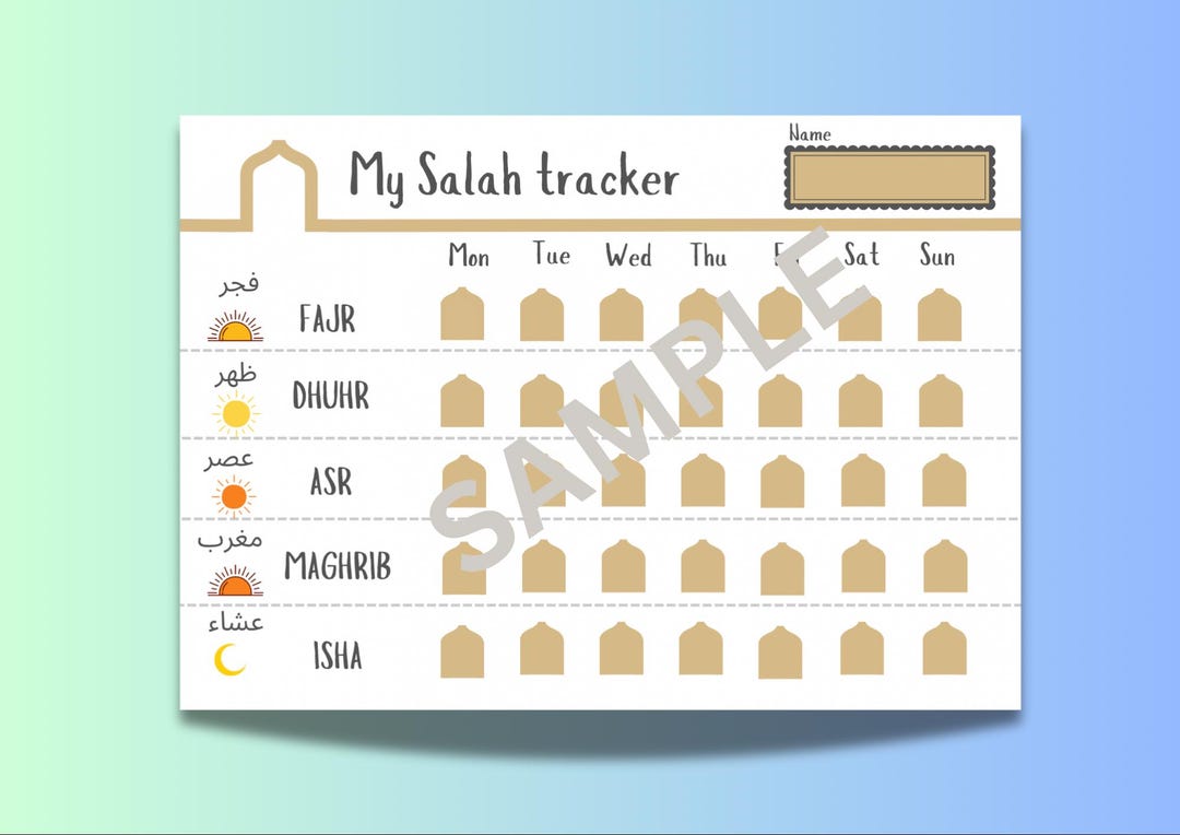 Salah Tracker for Kids | Islamic Prayer Chart | Namaz Tracking ...
