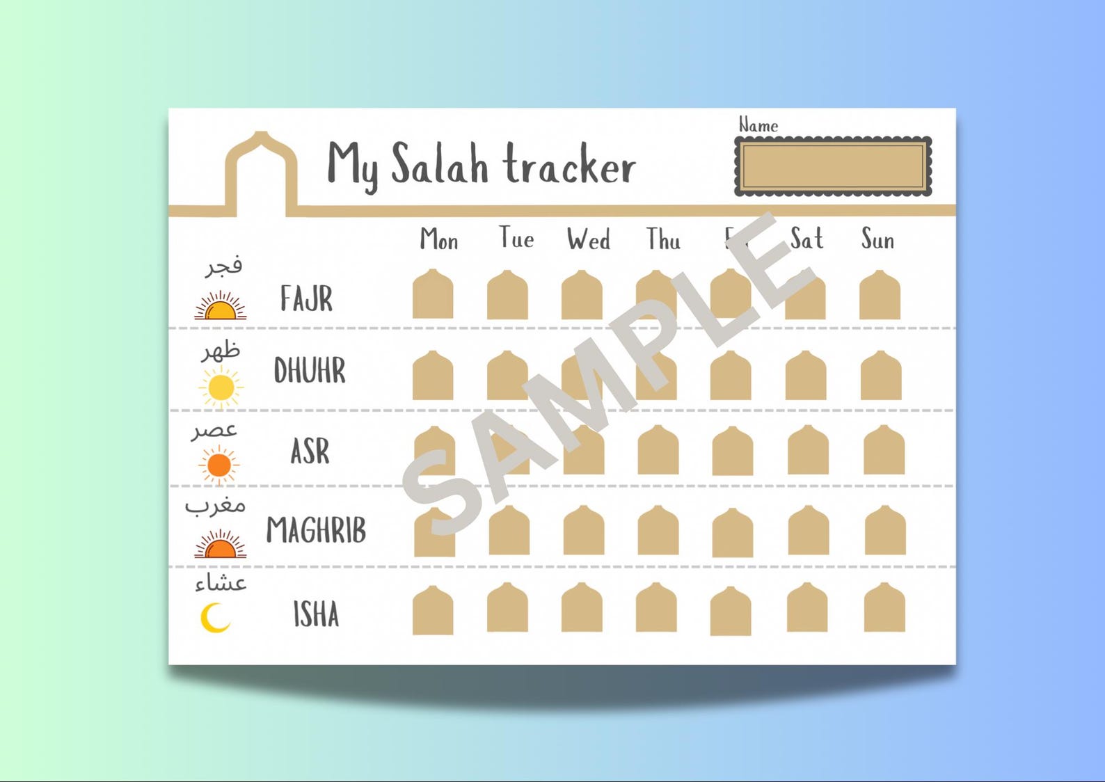 Salah Tracker for Kids | Islamic Prayer Chart | Namaz Tracking ...