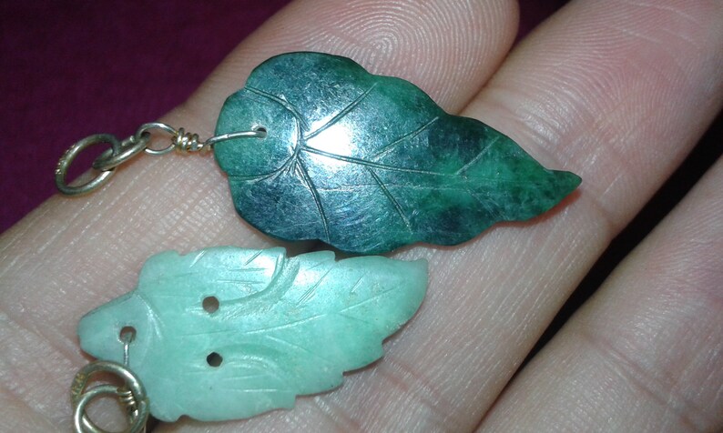 Antique Imperial Green Jadeite Jade Leaf Charms Sold as a Pair - Hand ...
