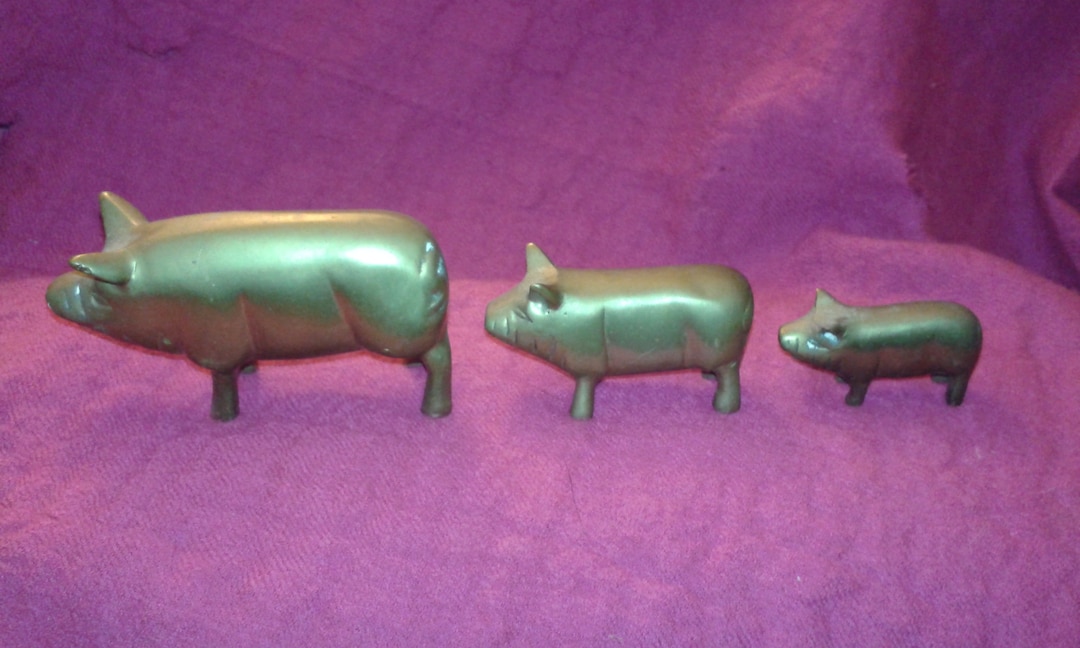 Three Almost Solid Brass Pigs - Etsy