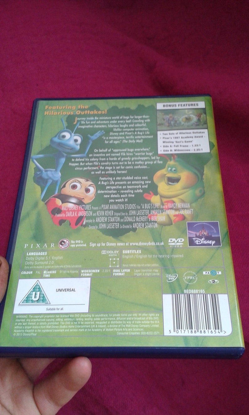 Disney Pixar A Bugs Life DVD Disc With Bonus Features - Etsy