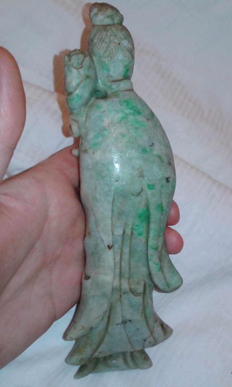 Antique Victorian-1930s Jadeite A Jade Kwan Yin Figurine Statue ...
