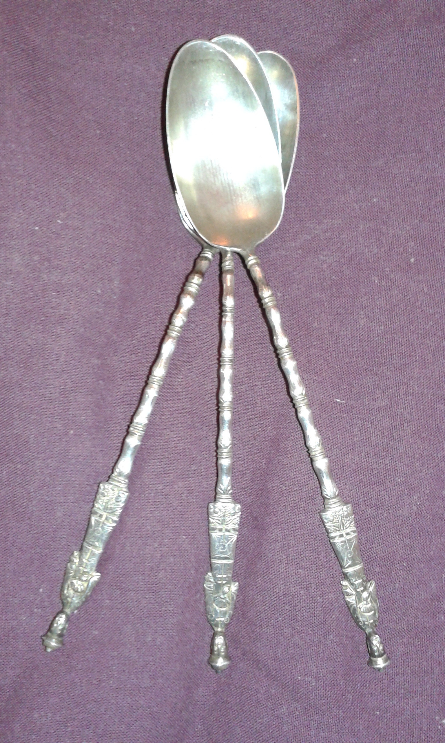 Antique Solid Silver Three Chinese Teaspoons With Bamboo - Etsy