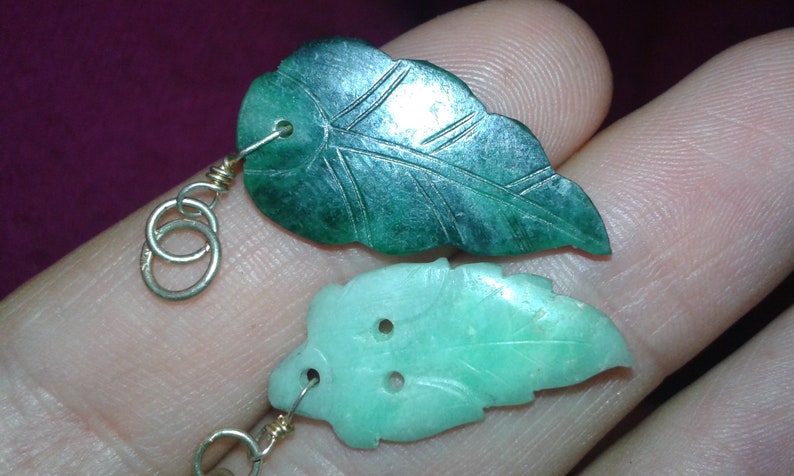Antique Imperial Green Jadeite Jade Leaf Charms Sold as a Pair - Hand ...