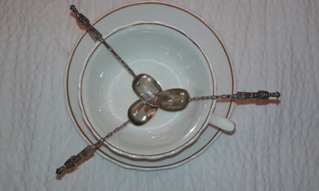 Antique Solid Silver Three Chinese Teaspoons With Bamboo Moulded ...