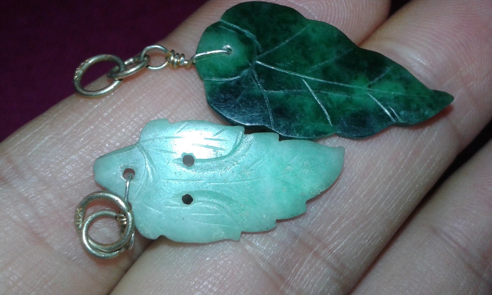 Antique Imperial Green Jadeite Jade Leaf Charms Sold as a Pair - Hand ...