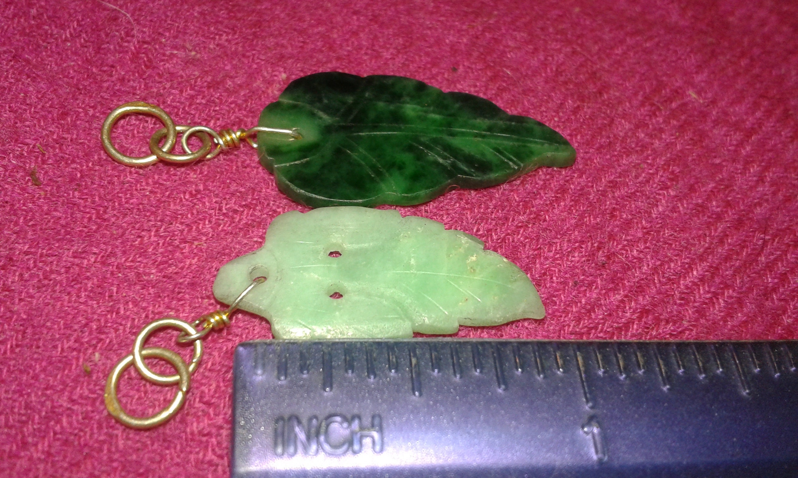 Antique Imperial Green Jadeite Jade Leaf Charms Sold as a Pair Hand ...