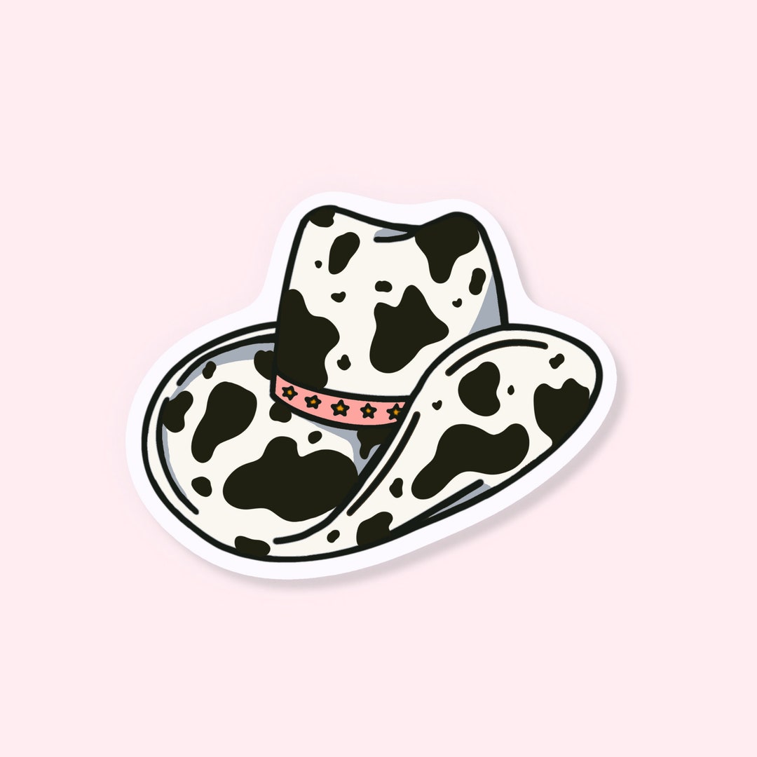 Cow Print Cowboy Hat Vinyl Laptop Sticker - Etsy UK